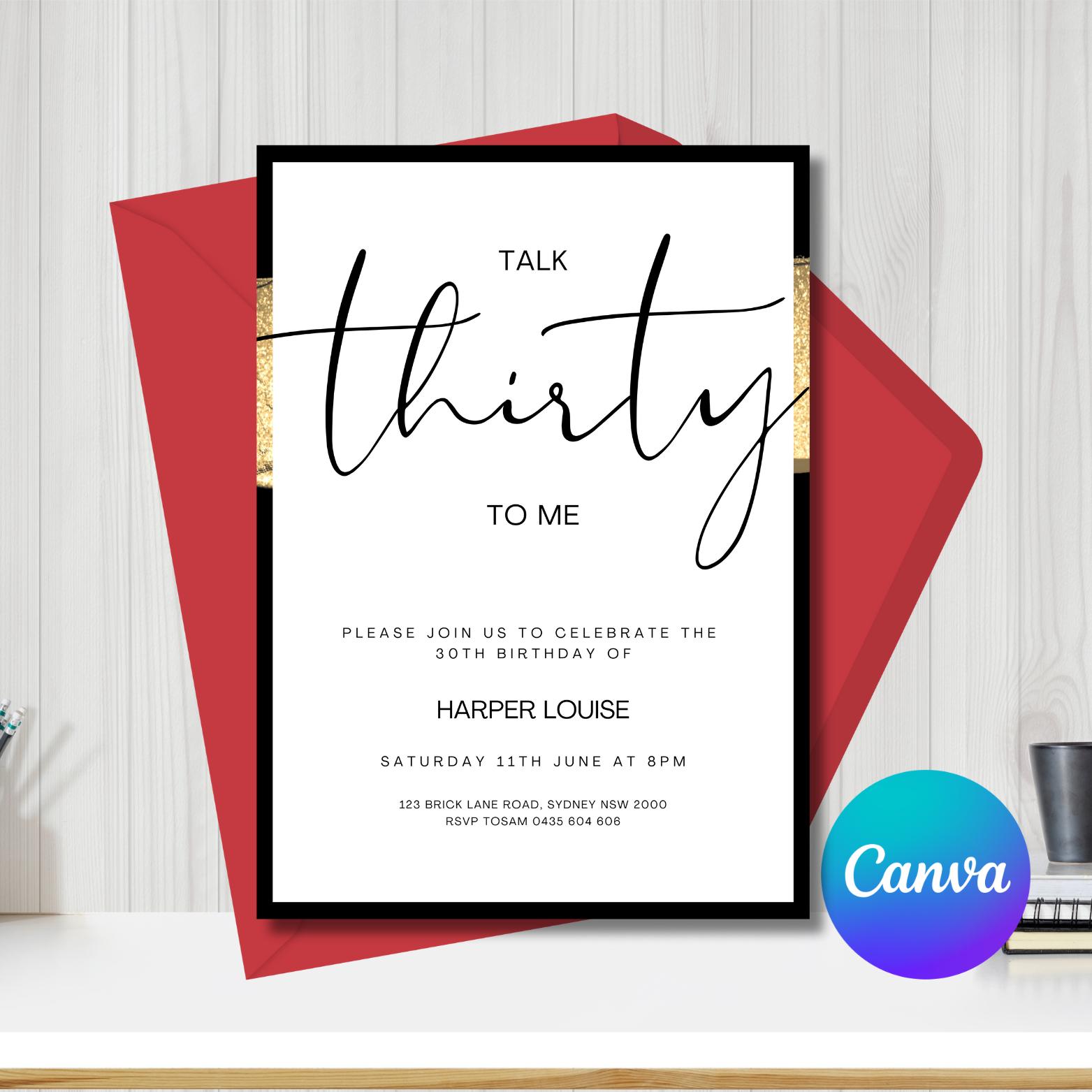 30th Birthday Invitation | Witty Birthday Invitations | Funny Birthday ...