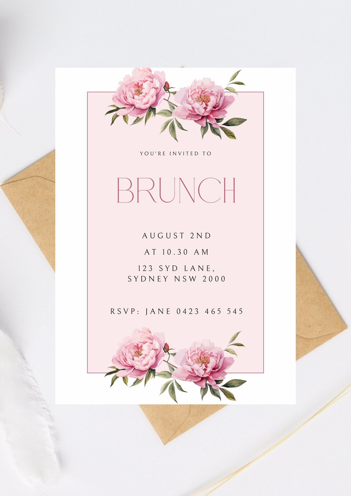 Floral Brunch Invitation Template: Elegant Sunday Brunch Menu (5x7 ...