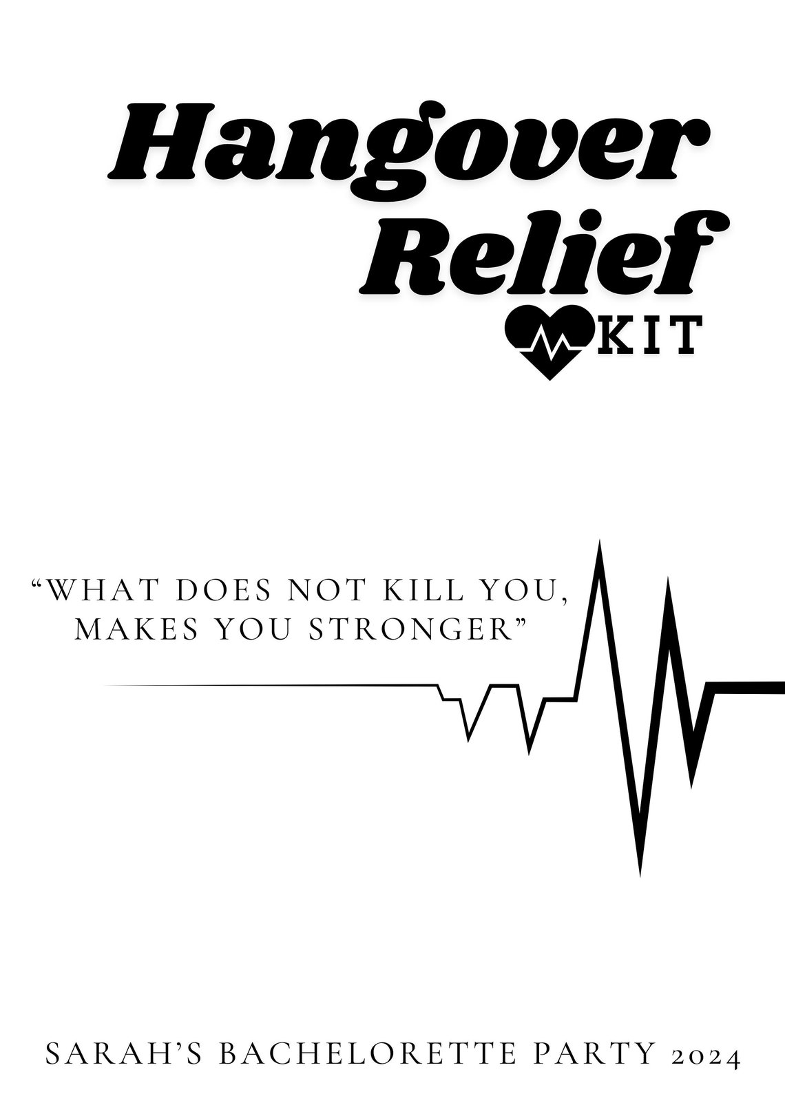 Hangover Kit | Bachelorette Survival Kit | Hen Do Survival Card ...