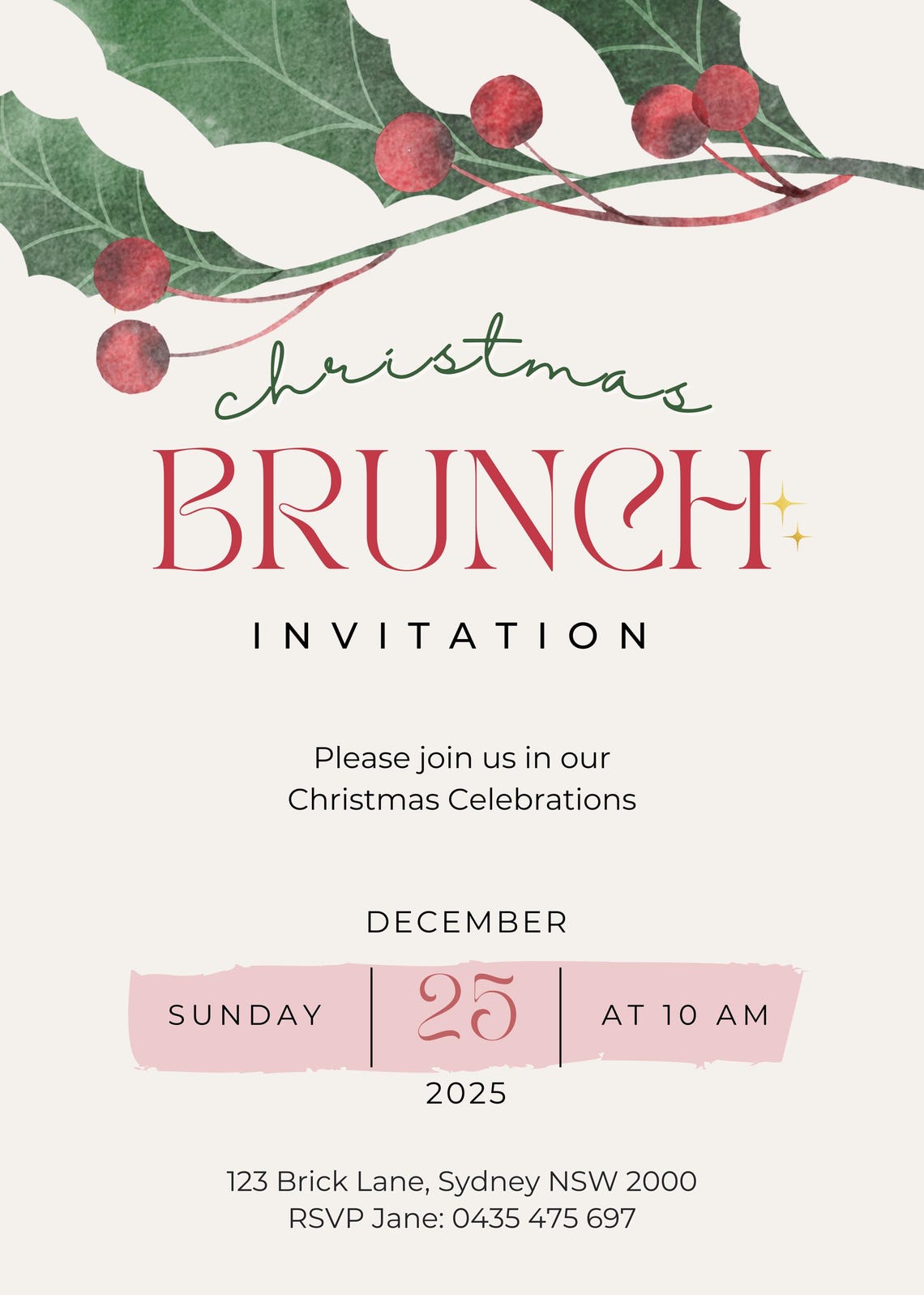 Christmas Brunch Invitation | Christmas Breakfast | Christmas Lunch ...