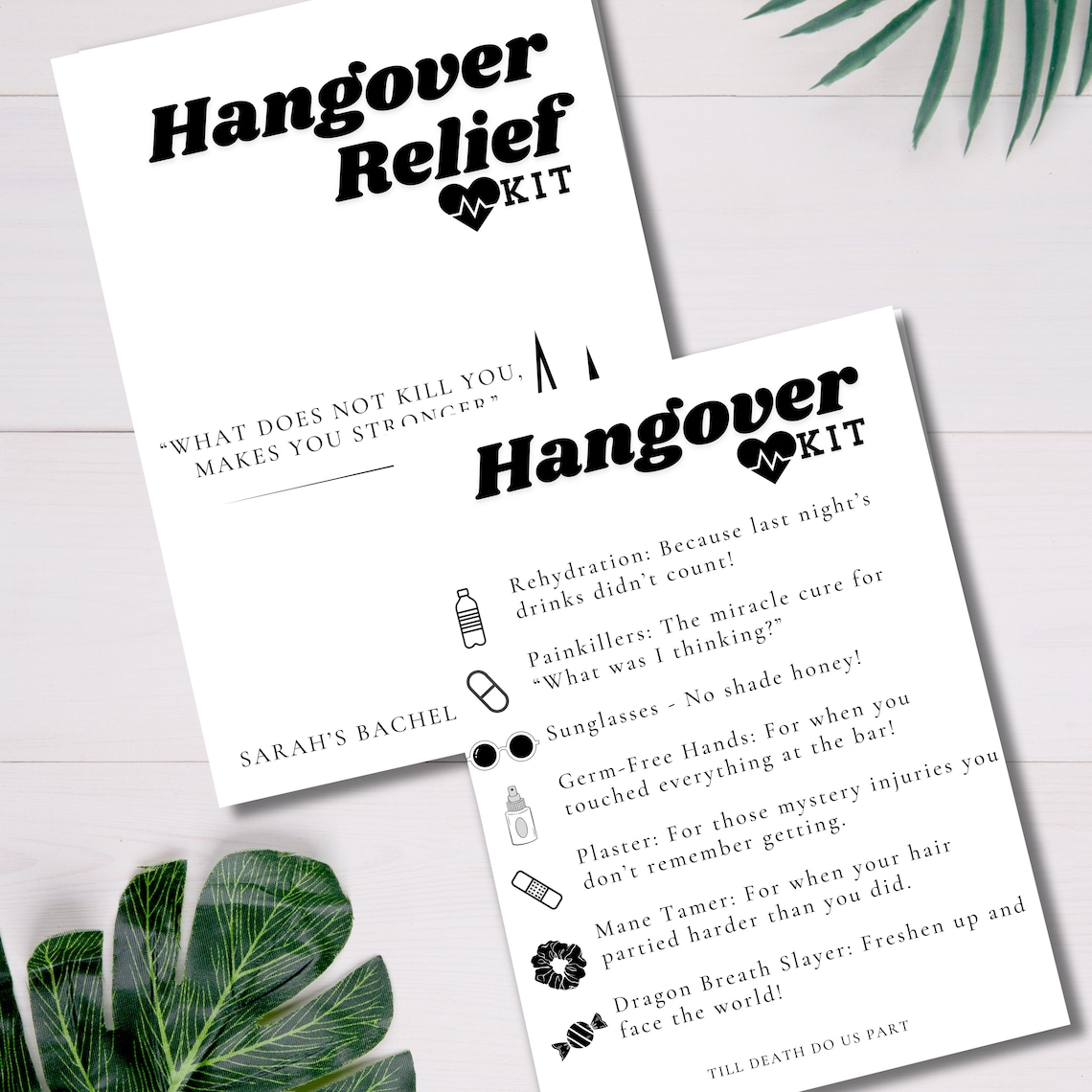 Hangover Kit | Bachelorette Survival Kit | Hen Do Survival Card ...