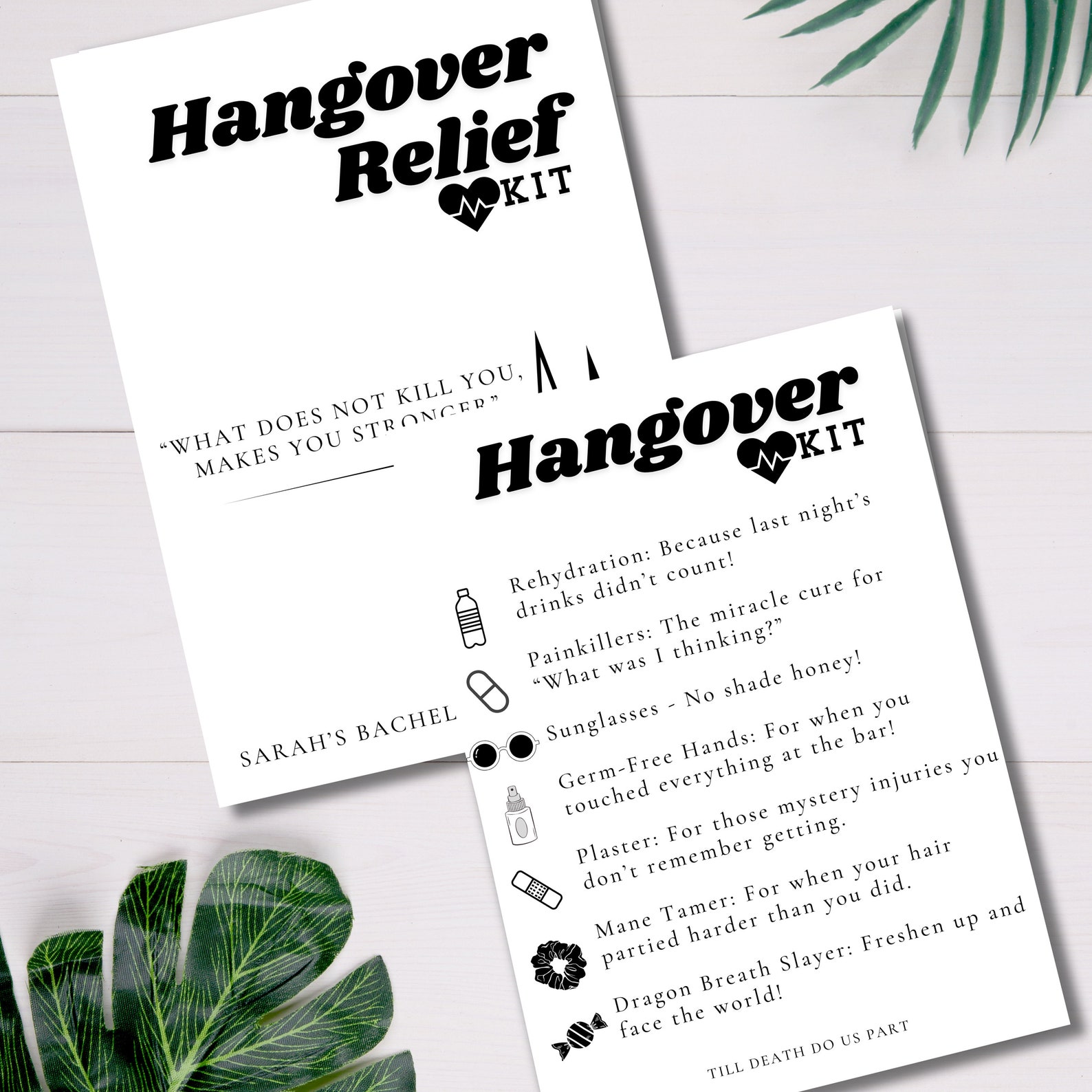 Editable Hangover Survival Kit Card: Bachelorette Party Favor (instant ...