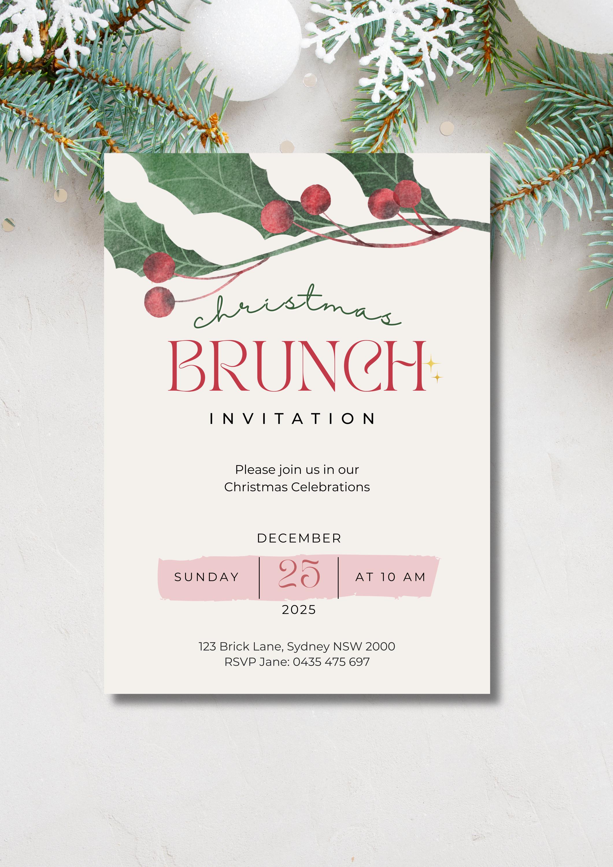 Christmas Brunch Invitation | Christmas Breakfast | Christmas Lunch ...