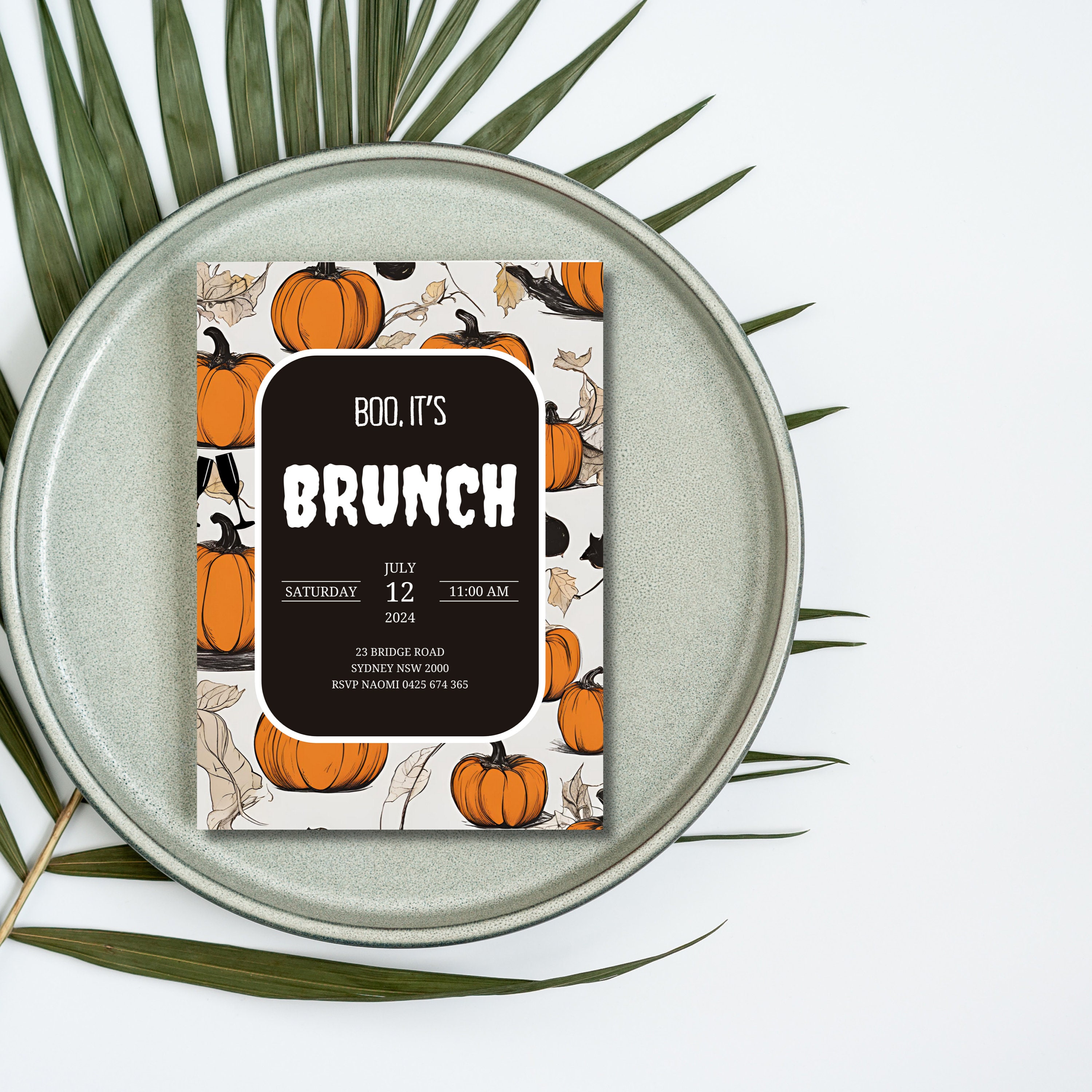 Spooky Halloween Brunch Invitation: Editable Canva Template (instant ...