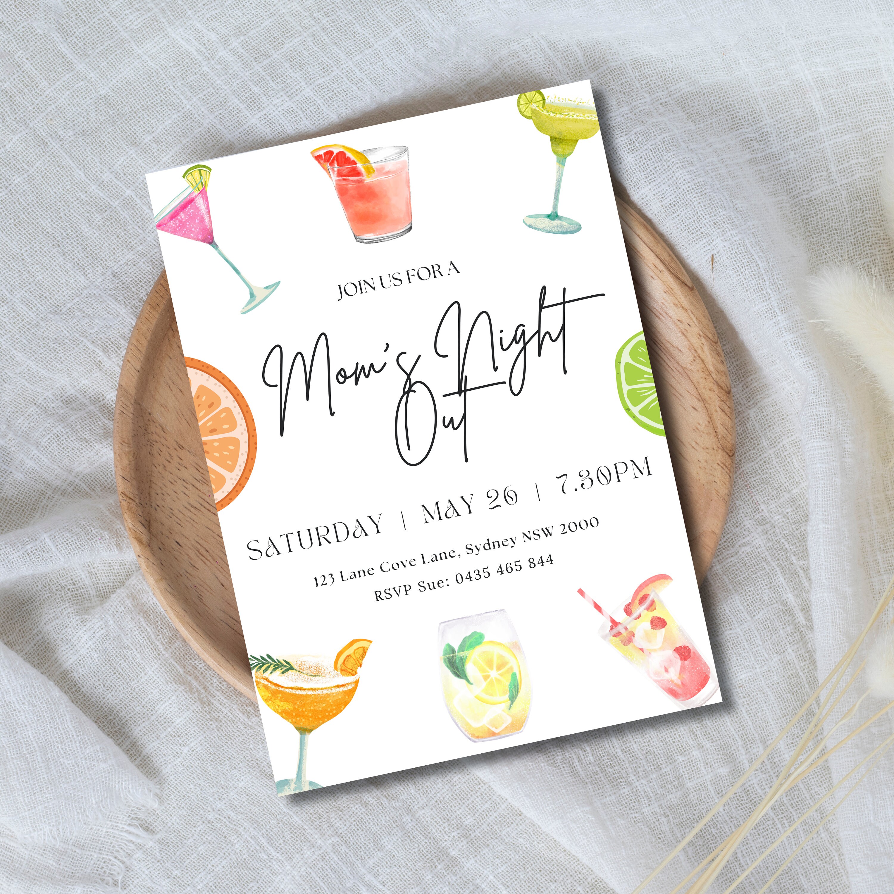 Mom's Night Out Invitation: Editable Ladies Night, Canva Template ...