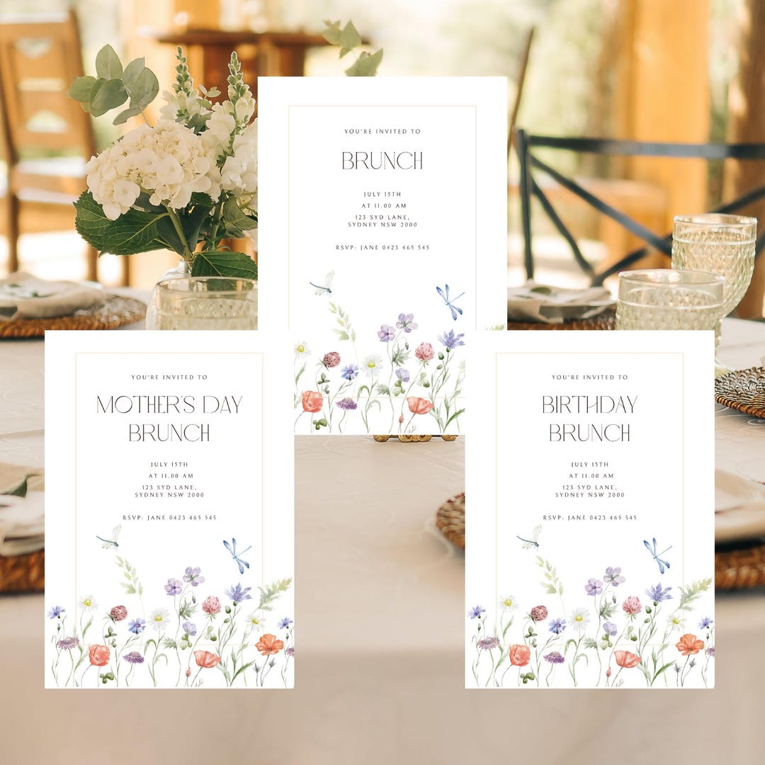 Floral Brunch Invitation: Elegant Garden Party Invite (5x7, Canva ...