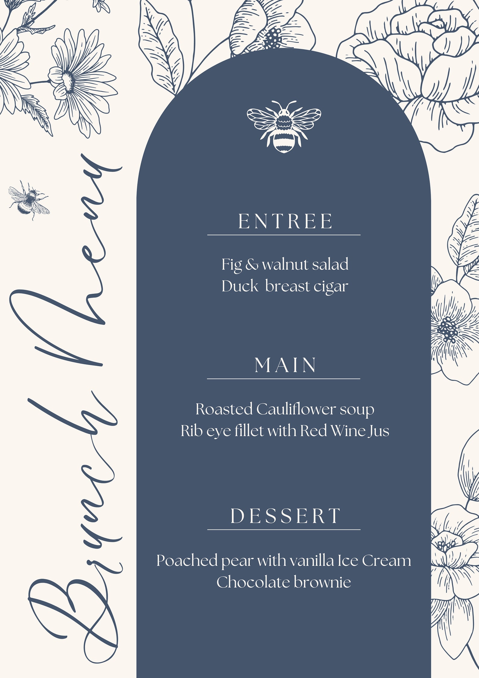 Brunch Menu Floral Menu Ladies Lunch Mimosa Brunch Bottomless Brunch ...
