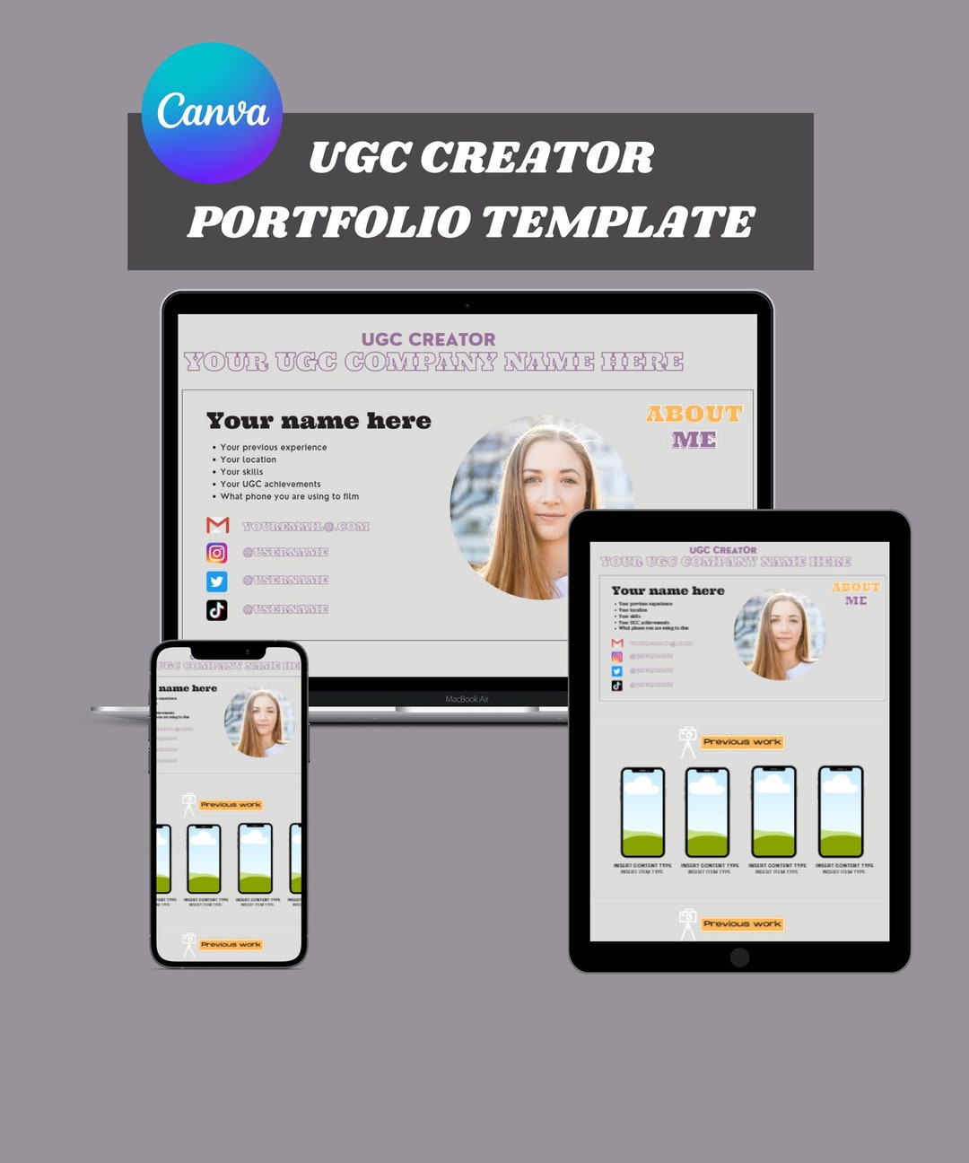 UGC Creator Portfolio Template UGC Creator Media Kit User Generated ...