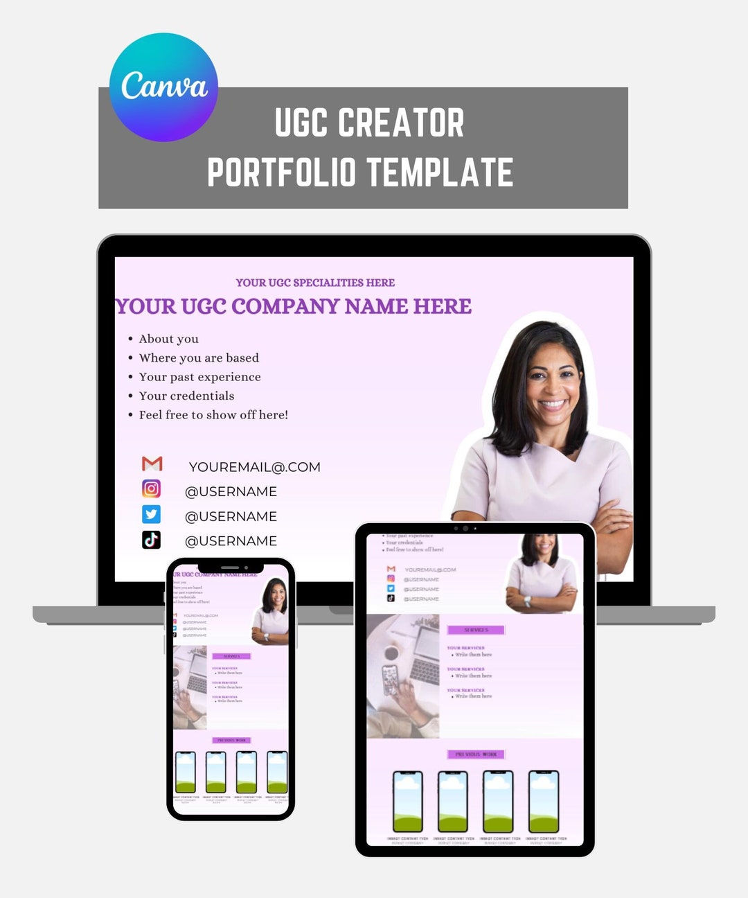 UGC Creator Portfolio Template | UGC Creator Media Kit | User Generated ...