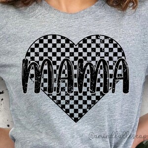 Retro Checkered Mama Png, Trendy Mom Png, Love Png, Distressed Heart ...