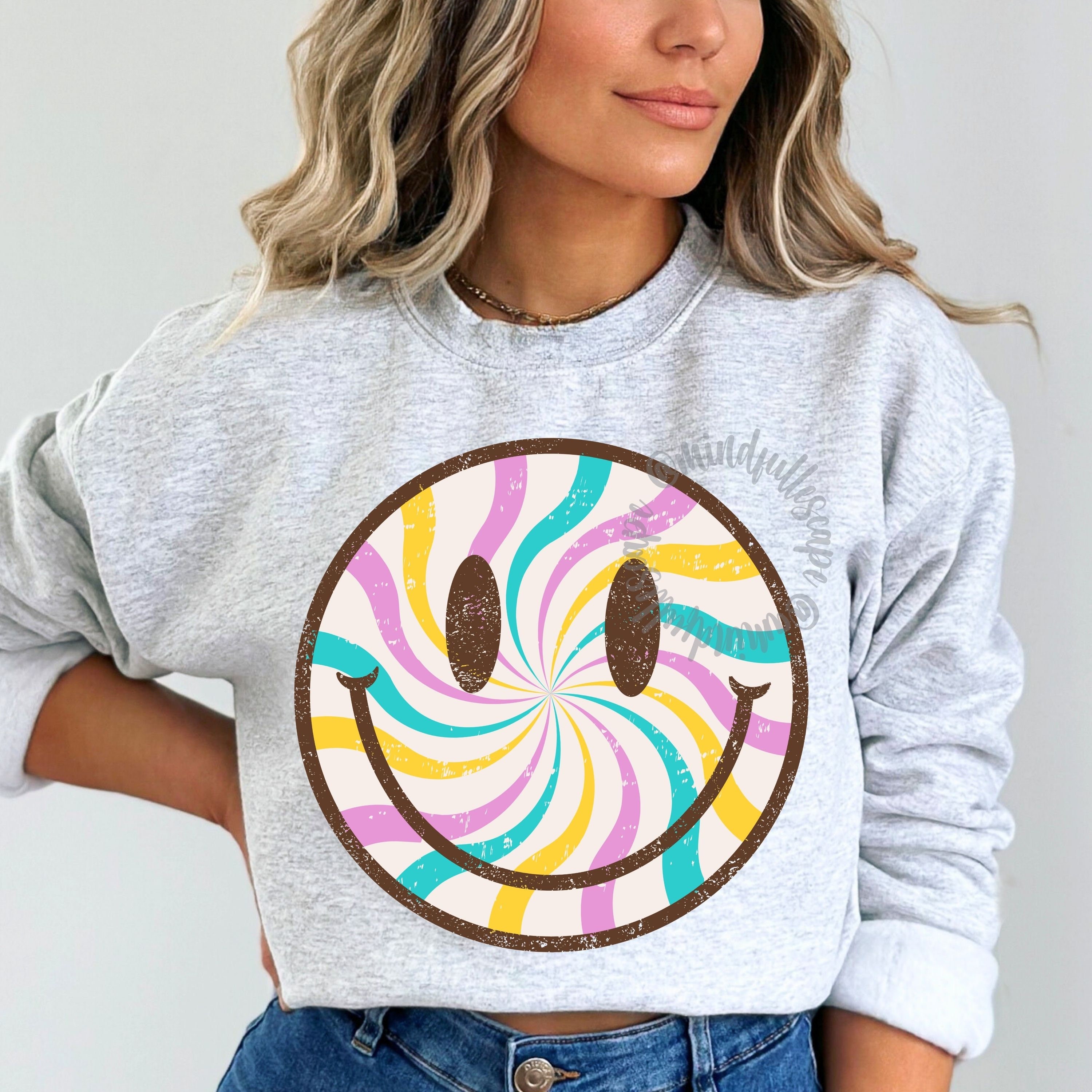 Groovy Summer Happy Face PNG, Smiley Face Shirt Design, Distressed ...