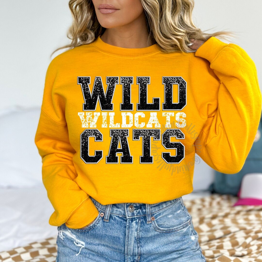 Wildcats PNG, Wildcats Faux Sequins Letters, School Mascot Shirt Design, Sports Team, DTF Design ...