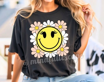 Smiley Face Daisy Digital Download, Smiley Face Daisy PNG, Spring ...