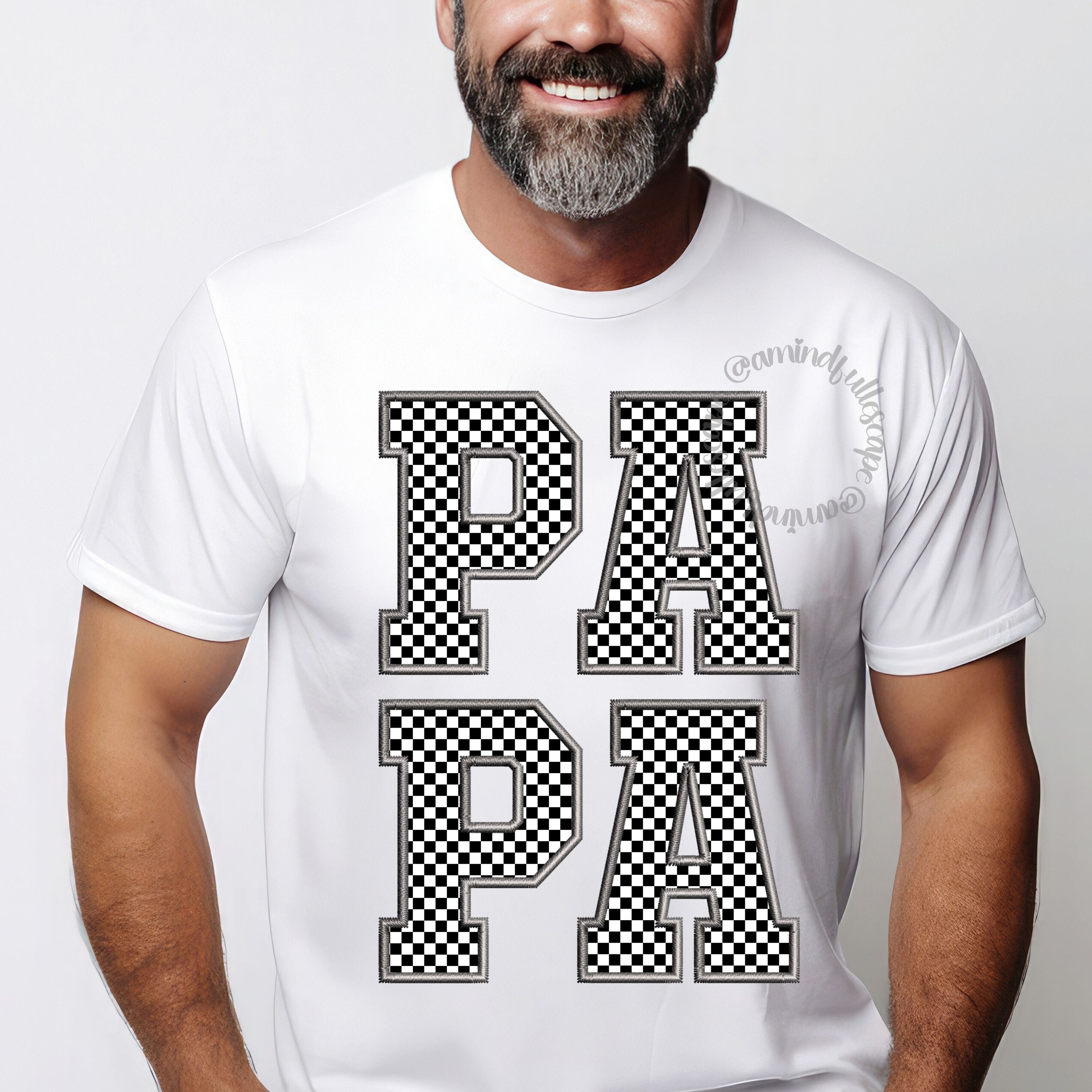Papa Faux Embroidered PNG, Checkered Papa Shirt Design, Fathers Day ...