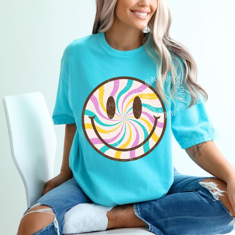 Groovy Summer Happy Face PNG, Smiley Face Shirt Design, Distressed ...