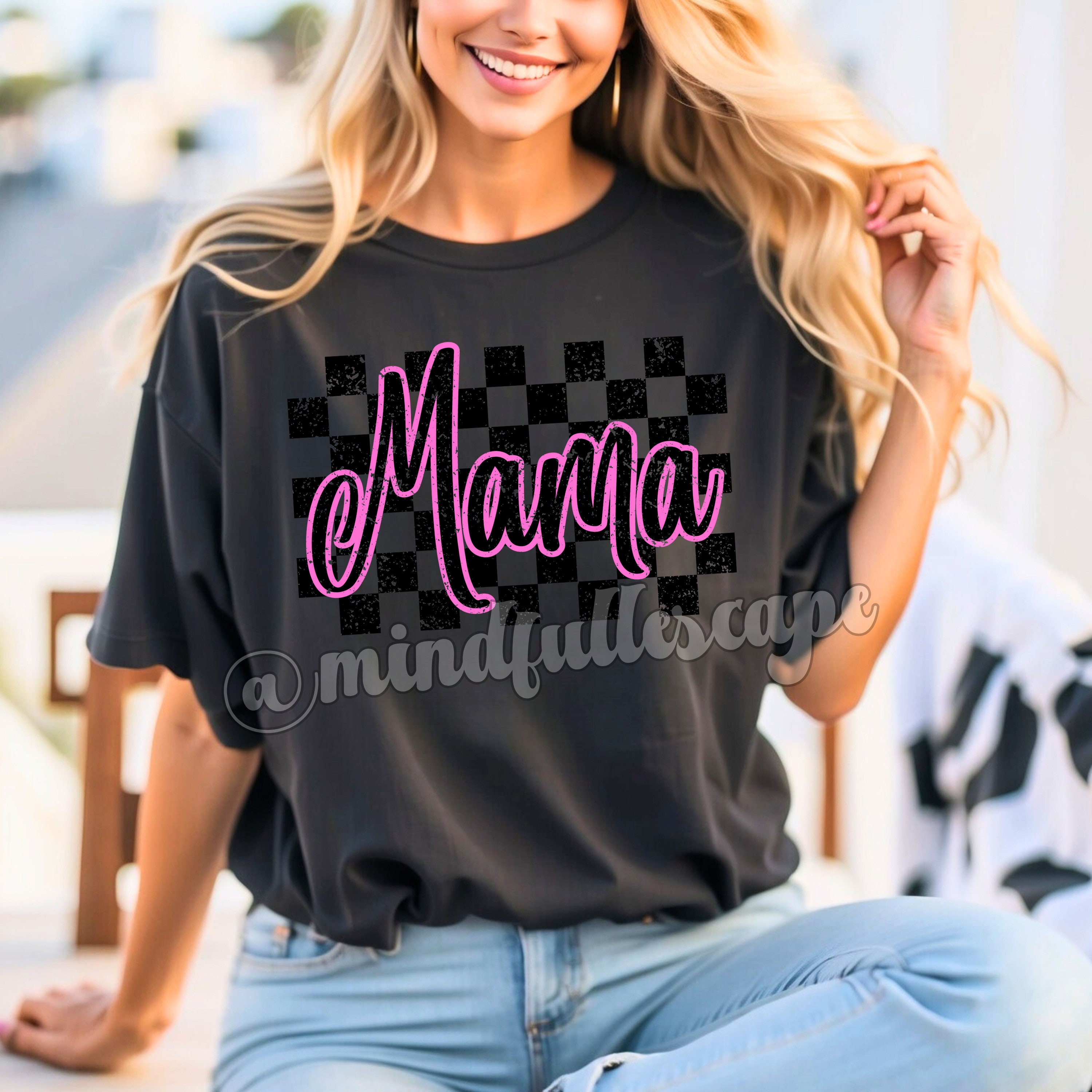 Mama Png, Retro Mama Png, Mama Shirt Png, Trendy Mom Png, Checkerboard ...