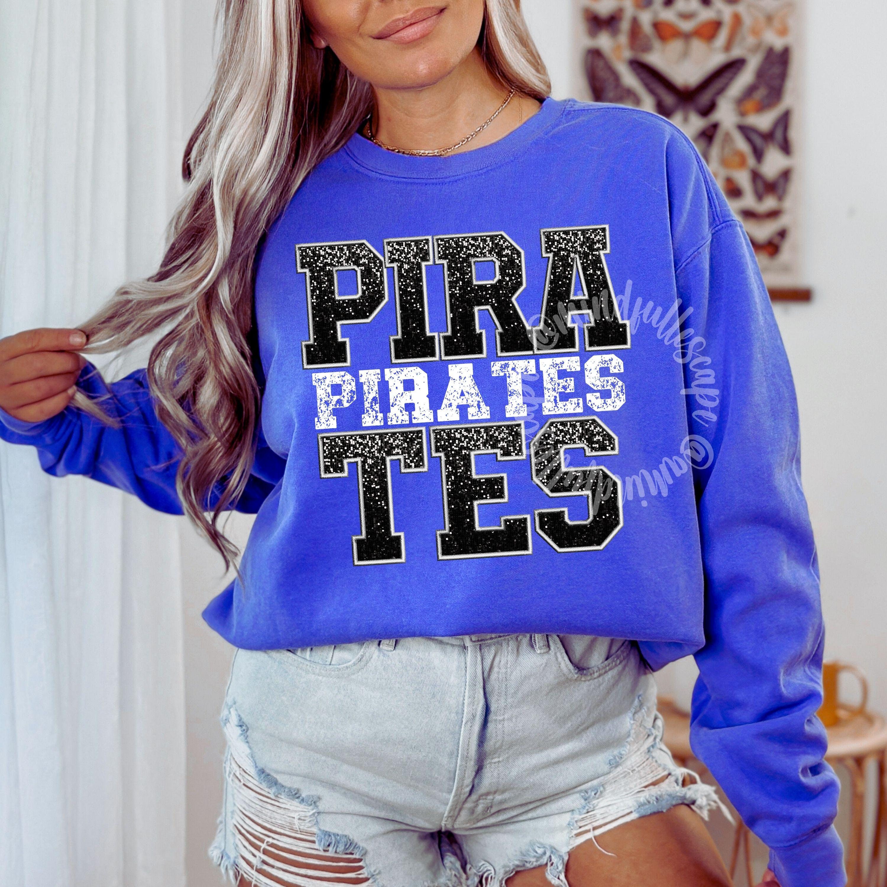 Pirates PNG, Sparkly Faux Sequins Letters, School Mascot Shirt Design ...