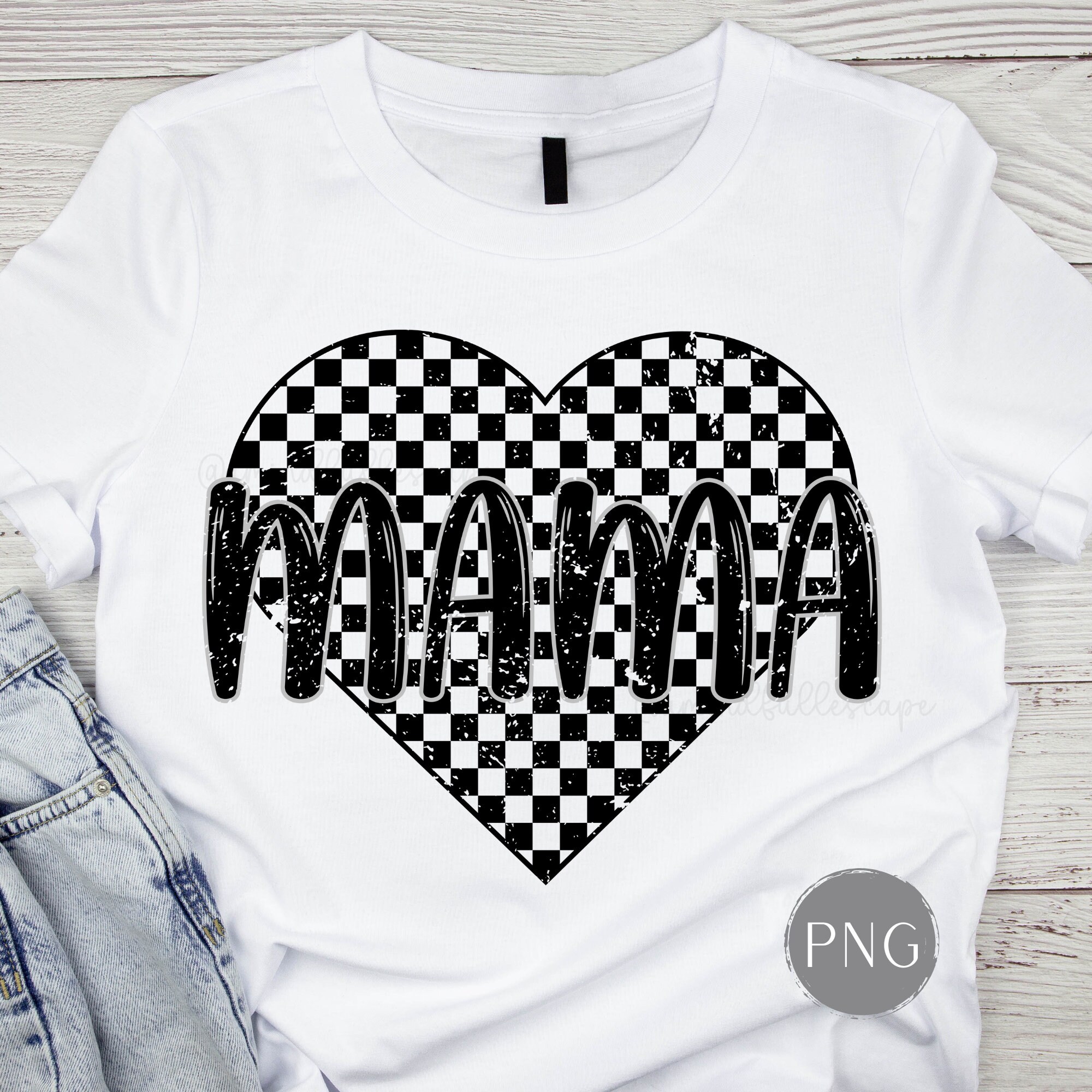 Retro Checkered Mama Png, Trendy Mom Png, Love Png, Distressed Heart ...