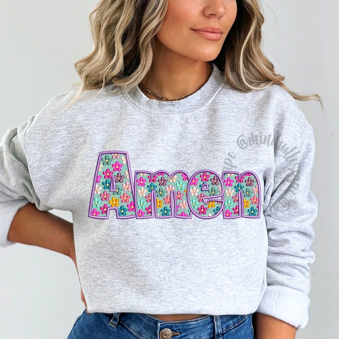 Amen PNG, Amen Embroidered Letters, Faux Flower Embroidery, Christian ...