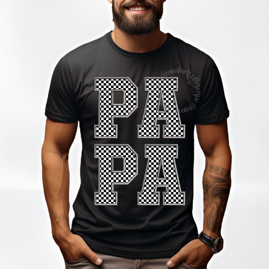 Papa Faux Embroidered PNG, Checkered Papa Shirt Design, Fathers Day ...