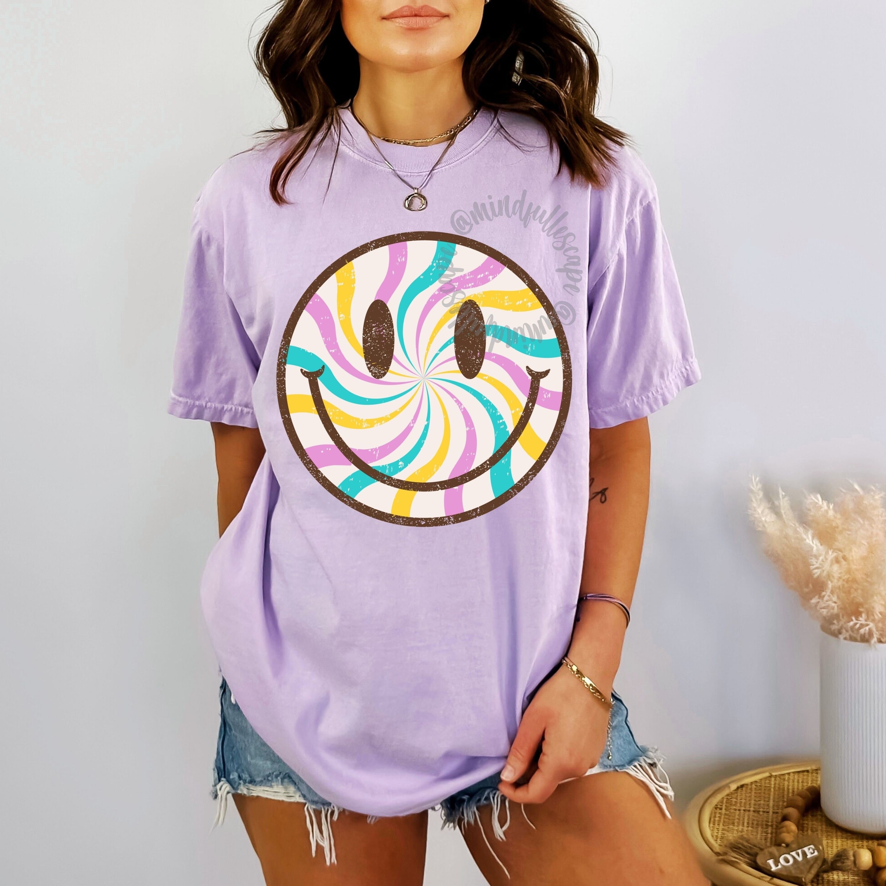 Groovy Summer Happy Face PNG, Smiley Face Shirt Design, Distressed ...