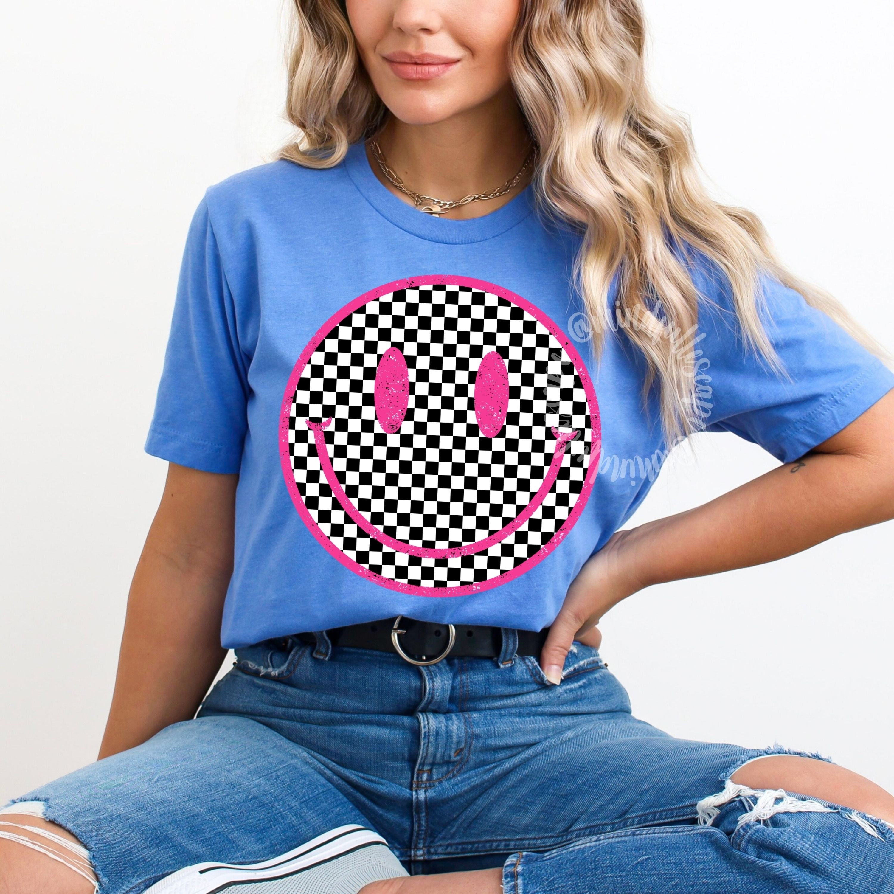 Checkered Groovy Smiley Face PNG, Smiley Face Shirt, Retro Smiley Face ...