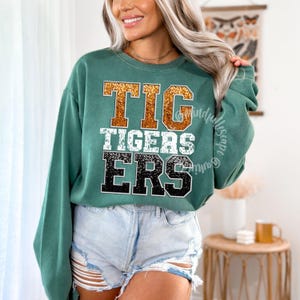Tigers PNG, Tigers Faux Sequins Letters, School Mascot Shirt Design ...