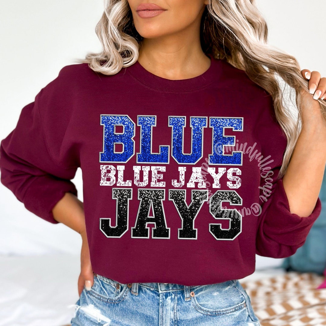 Blue Jays PNG, Blue Jays Faux Sequins Letters, School Mascot Shirt ...