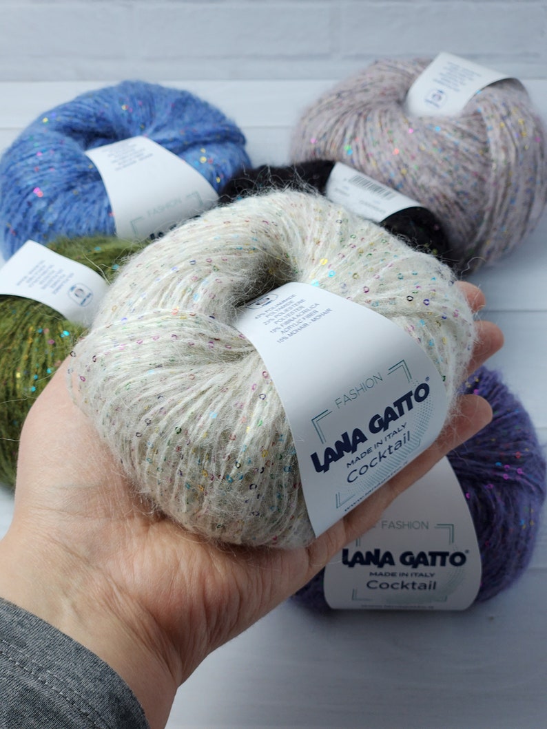 Lana Gatto Mohair COCKTAIL Yarn With Colorful Sequins - Etsy
