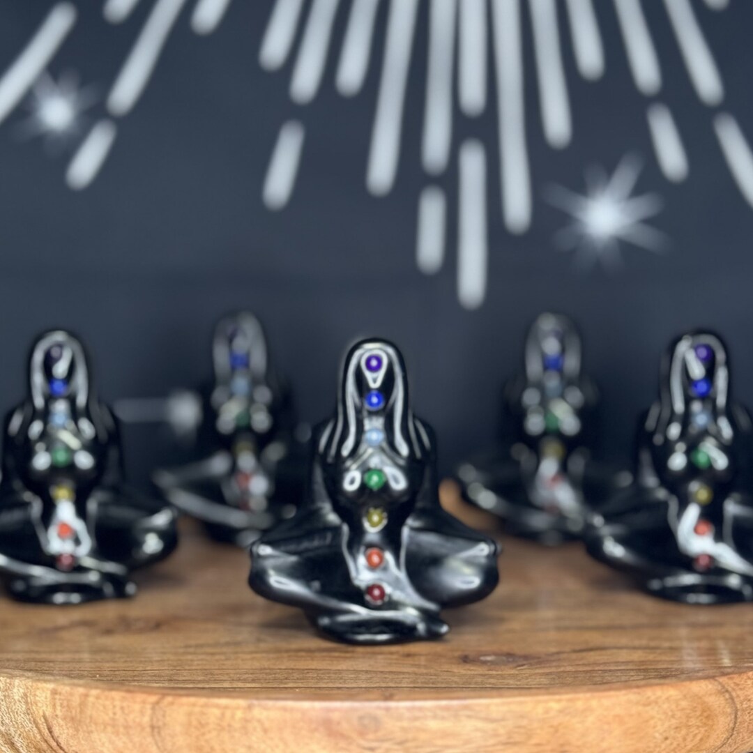 Obsidian Yoga Carving, Obsidian Woman Carving, Obsidian Yoga Woman With ...
