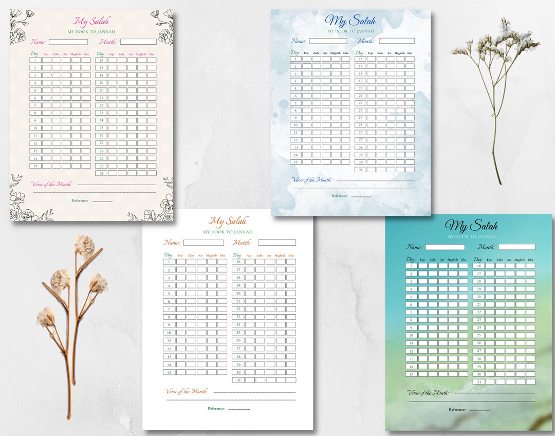 Salah Tracker, Daily Salah Tracker for Kids and Adults, Muslim Prayer ...