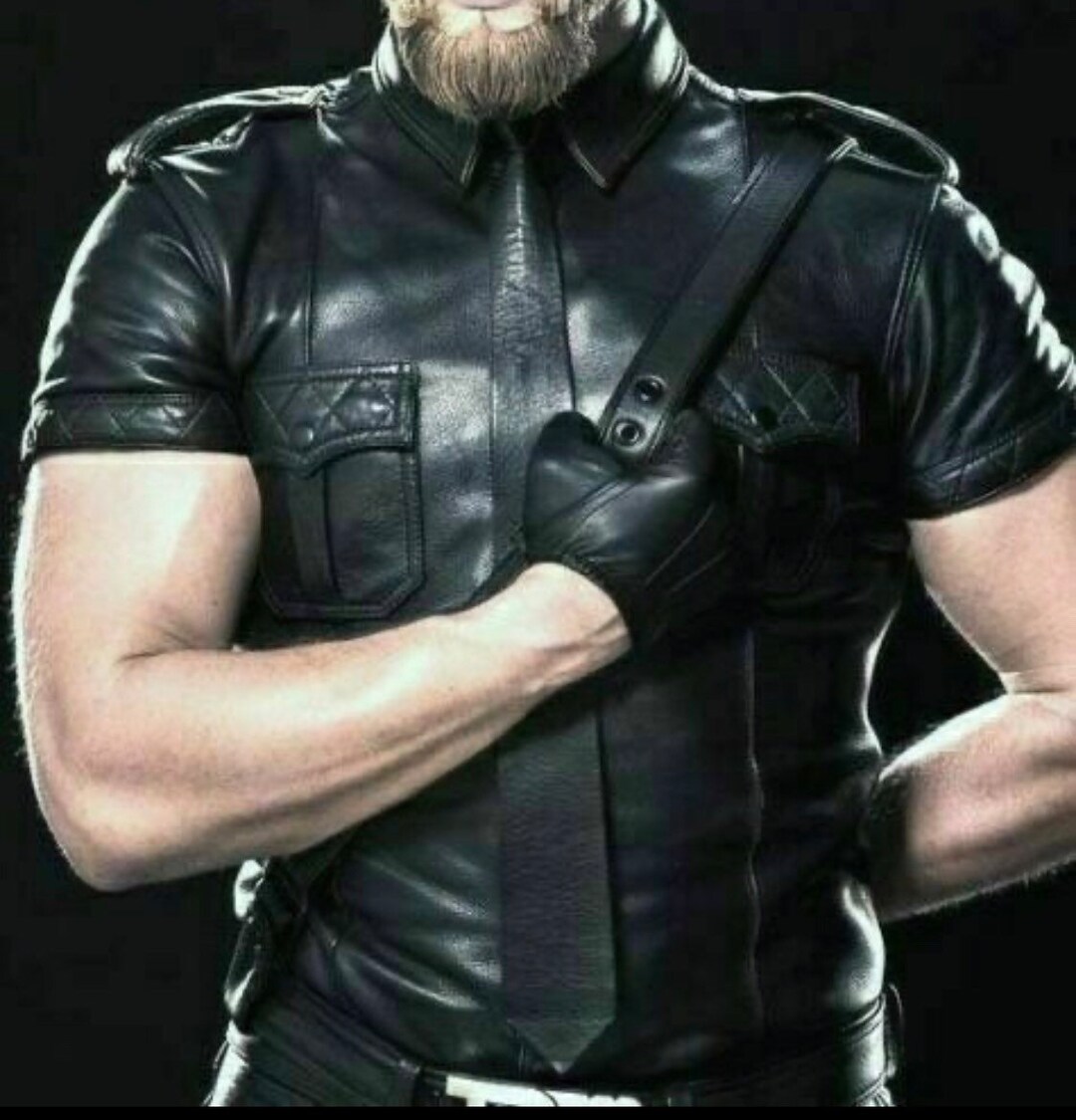 Original Leather Police/military Style Shirt Bluff. Men’s, Black - Etsy