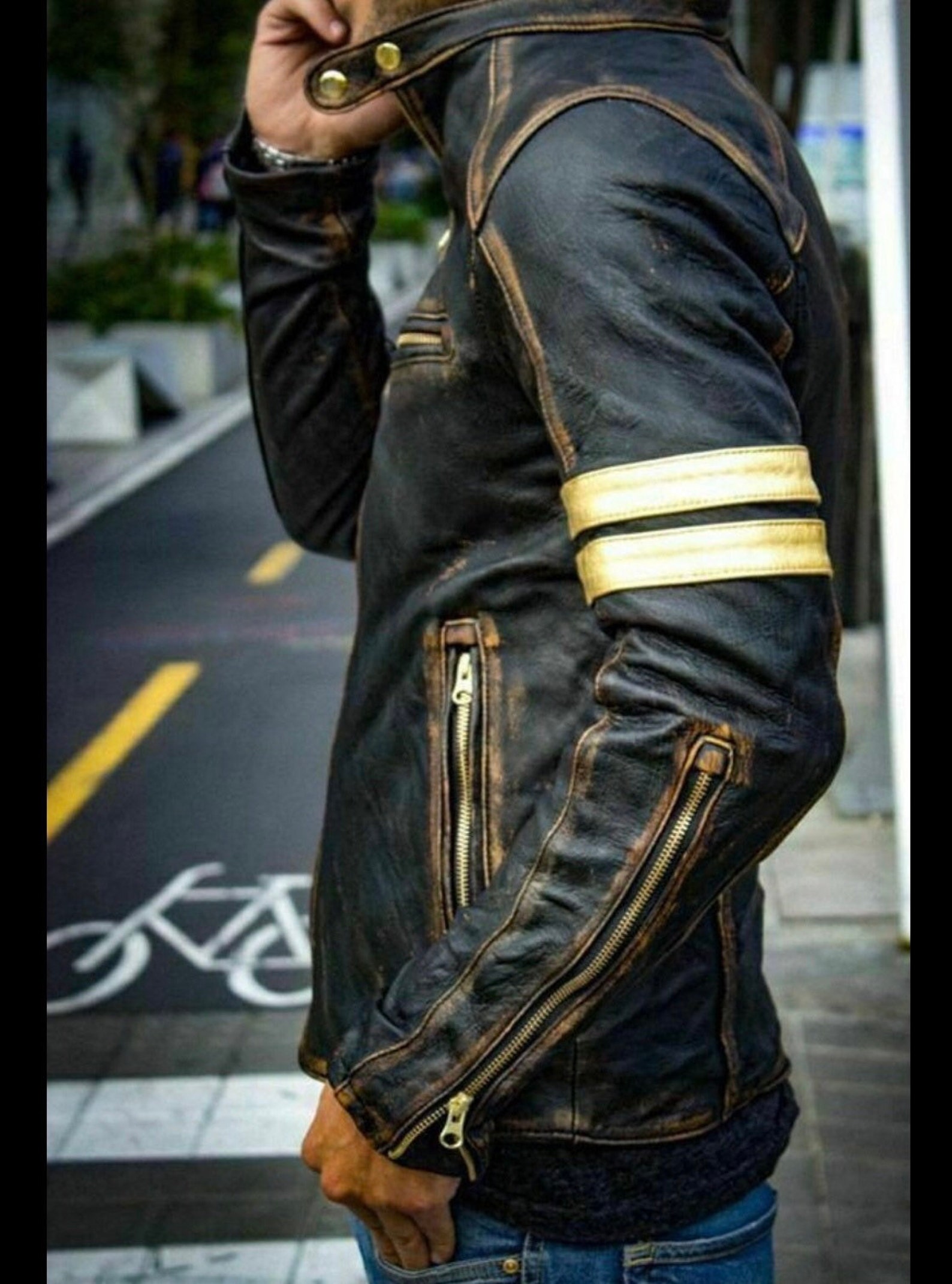 Men's Brown Lambskin Leather Biker Jacket: Modern Fashion - Etsy