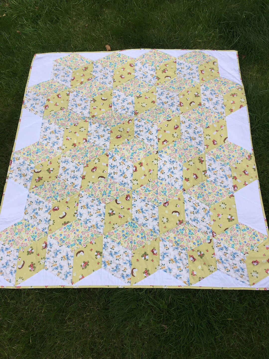 Patchwork Throw, Lap Quilt, Playmat. Handmade. Unique Gift for Baby or ...