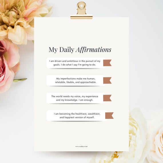 Daily Affirmations Template printable PDF | Etsy