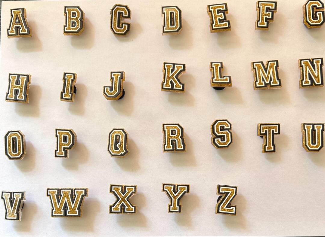 Croc Alphabet Charms Gold Letters Charms Personalised Letters Numbers A ...