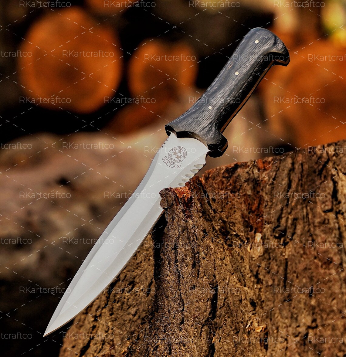 Handmade D2 Steel Bowie Knife With Leather Sheath, RE4 Leon Kennedy ...