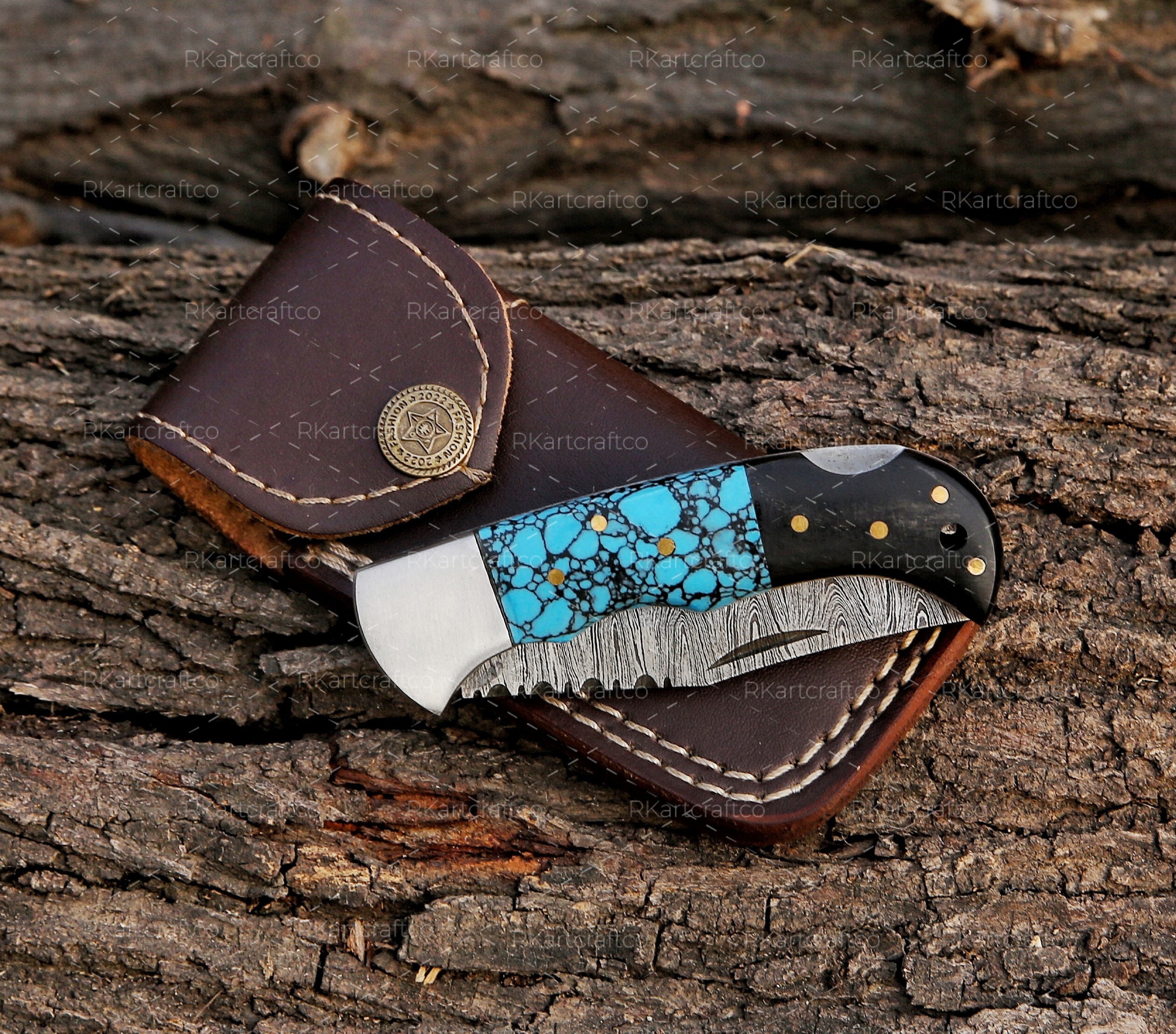 Handmade Folding Knive With Turquoise Handle Perfect Gift for Him ...