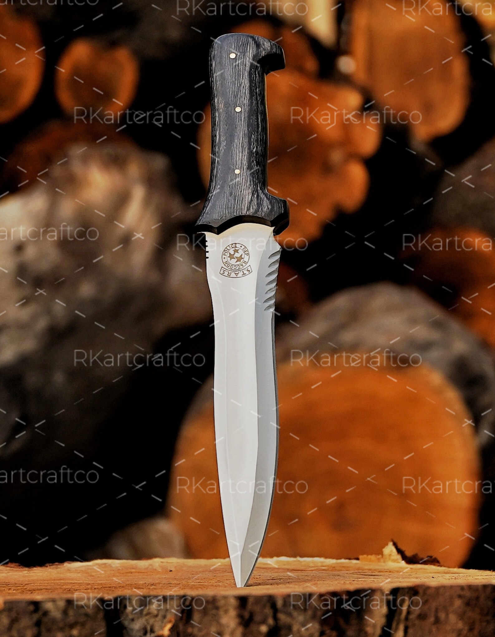 Handmade D2 Steel Bowie Knife With Leather Sheath, RE4 Leon Kennedy ...