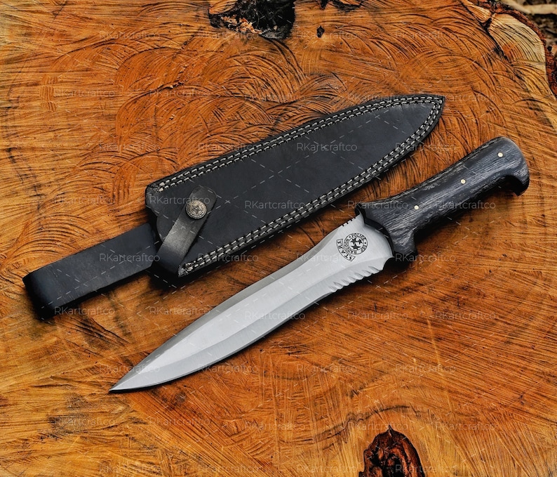 Handmade D2 Steel Bowie Knife With Leather Sheath, RE4 Leon Kennedy ...