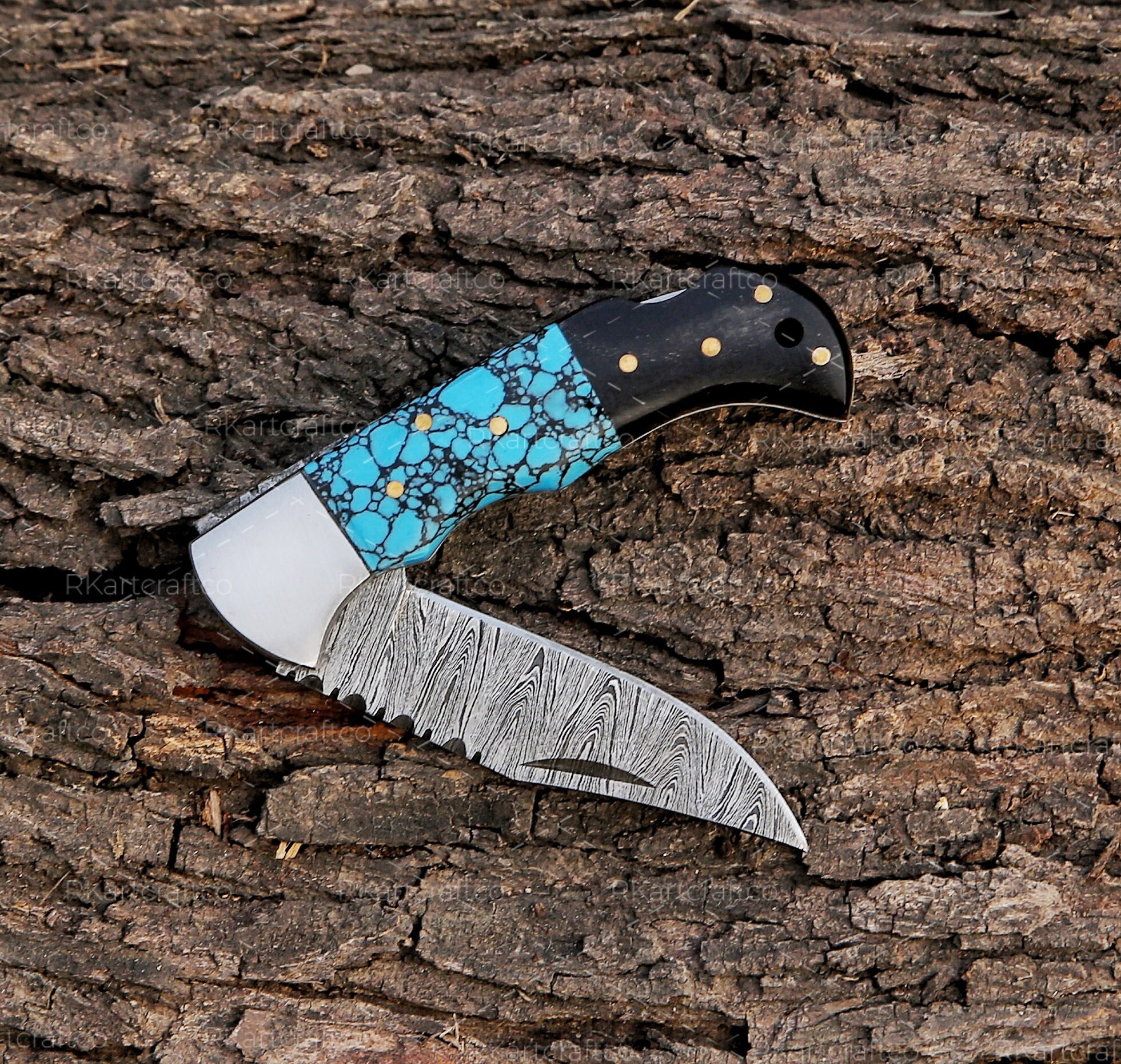 Handmade Folding Knive With Turquoise Handle Perfect Gift for Him ...