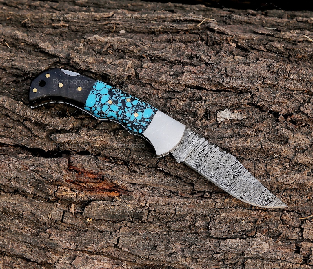 Handmade Folding Knive With Turquoise Handle Perfect Gift for Him ...