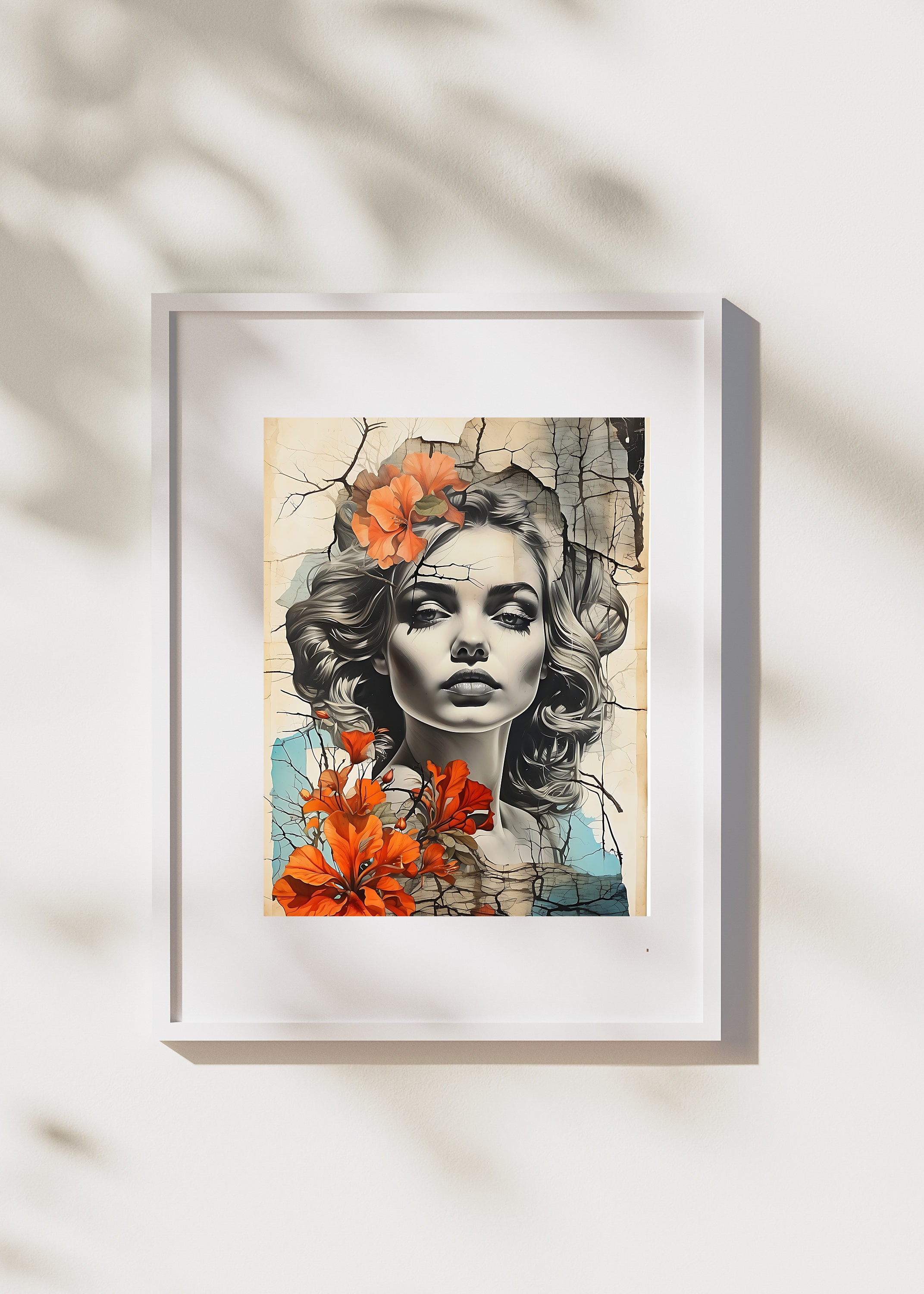 Woman Portrait Woman Face Wall Art Print Face Portrait Girl Poster Home ...