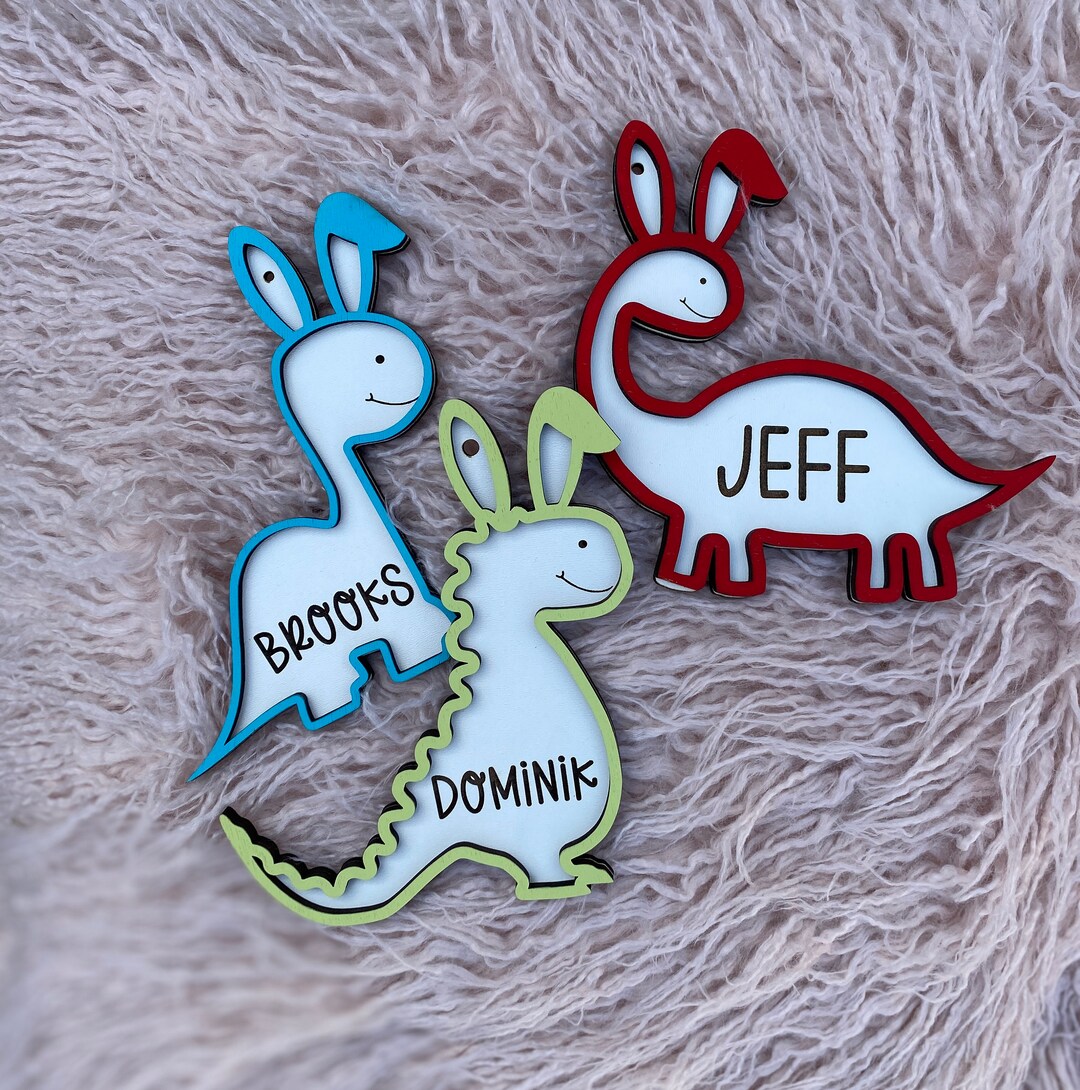 Dinosaur Easter Bunny Tag, Dino Easter Basket, Dinosaur Easter Bunny ...