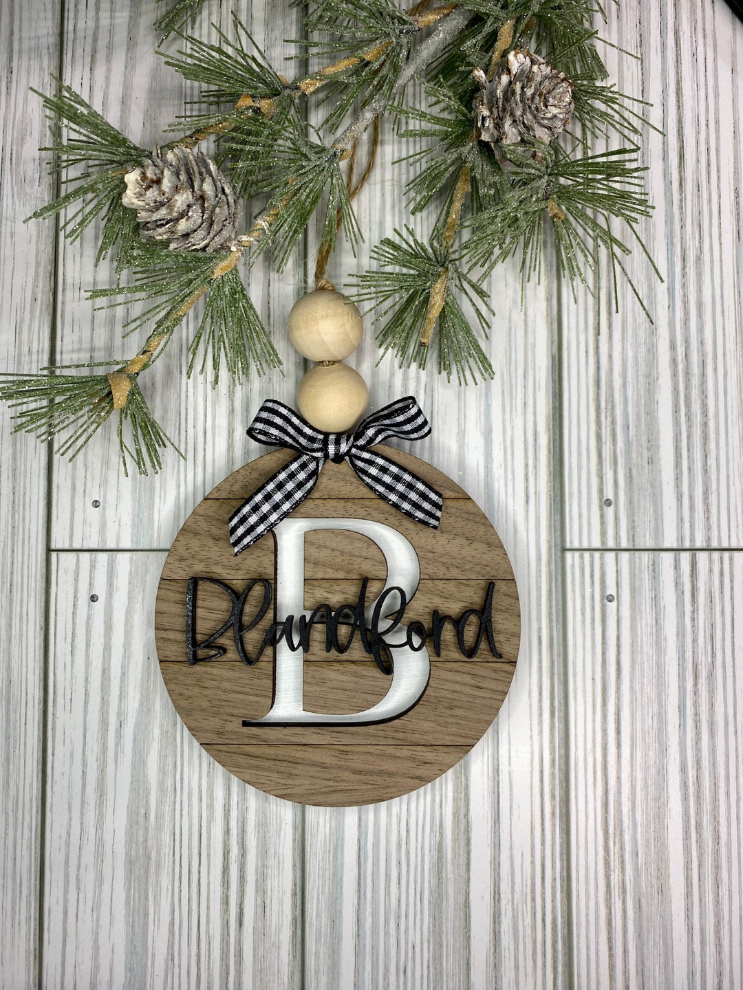 Monogram Ornament, Farmhouse, Letter Ornament, Gifts for All, Rustic - Etsy