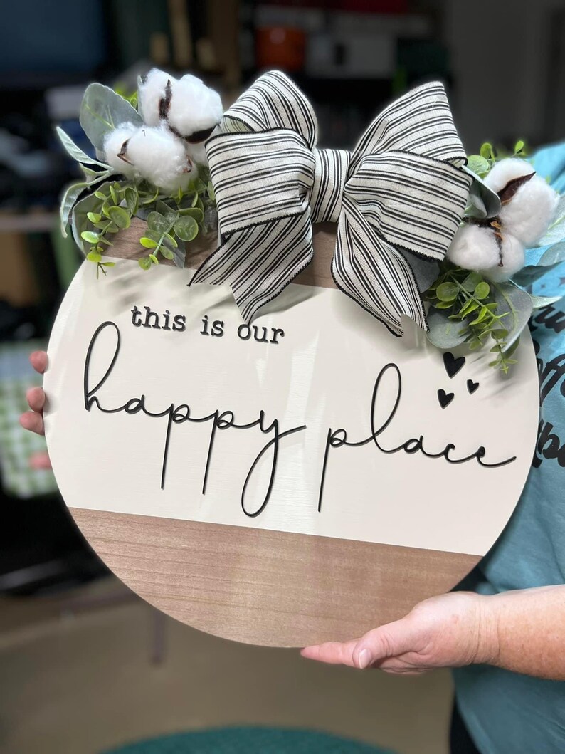 Happy Place | Door Hanger | Door Round | Home Decor | This is Our Happy ...