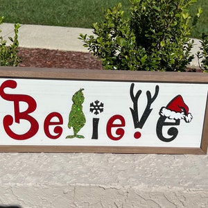 18" X 6" Believe Box Frame, Grinch Sign, Glitter Grinch, Grinch Decor ...
