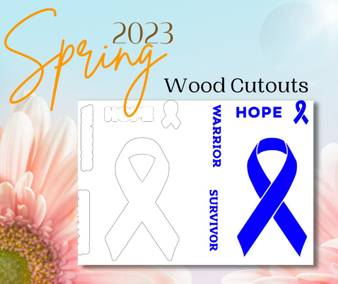 Hope Ribbon Wood Cutouts Compliments CC Transfers Reusable - Etsy