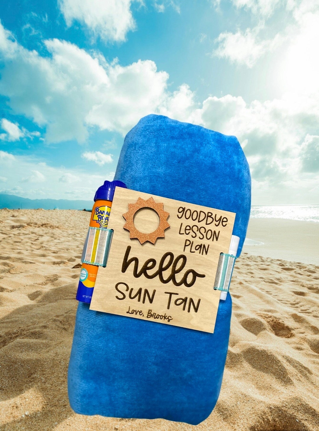 Beach Towel Tag, Wooden Beach Towel Tag, Tag Only, Teacher Beach Towel ...