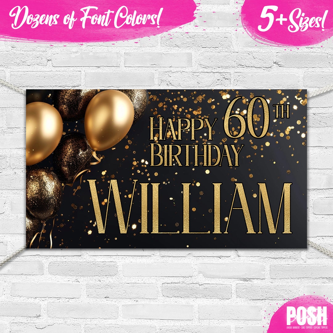 60TH BIRTHDAY BANNER | 60th Birthday, 60, 60th, Banner, Custom Banner ...